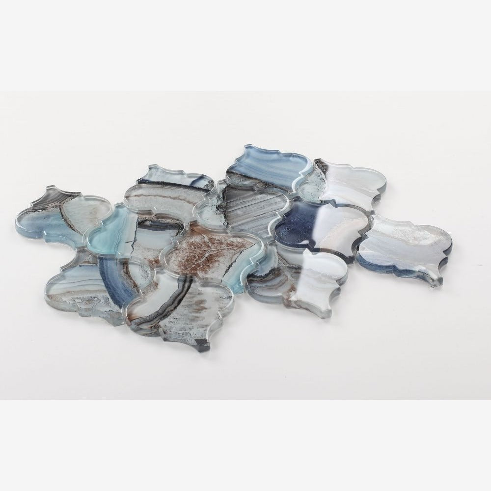 Kendra Shell Blue 8.75x12.25 Arabesque Glass Tile (Pool Rated) – Tilezz
