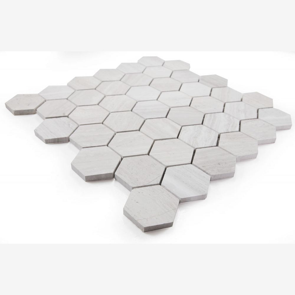 Hexalux Grey 2x2 12x12 Mosaic Tile Sample – Tilezz
