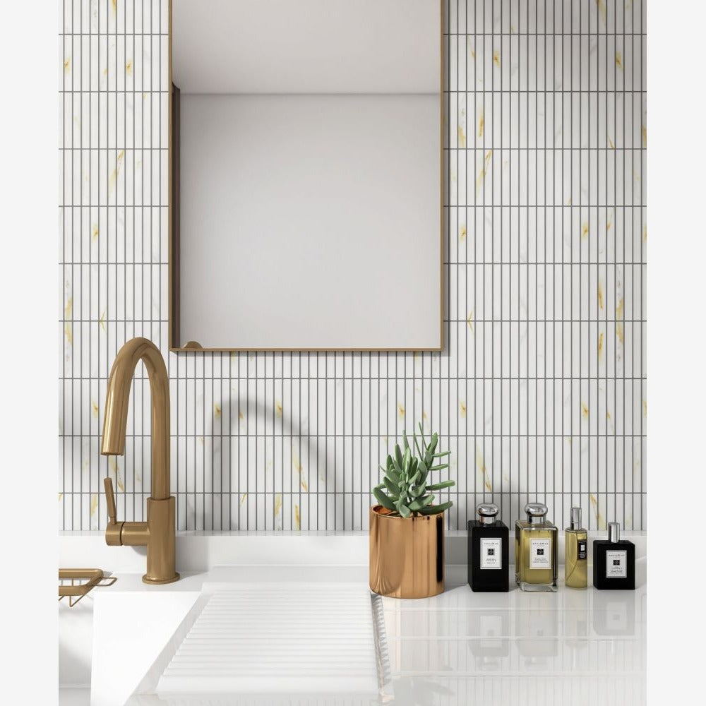 Ethereal Calacatta Band 11.25x12 Matte Porcelain Tile – Tilezz