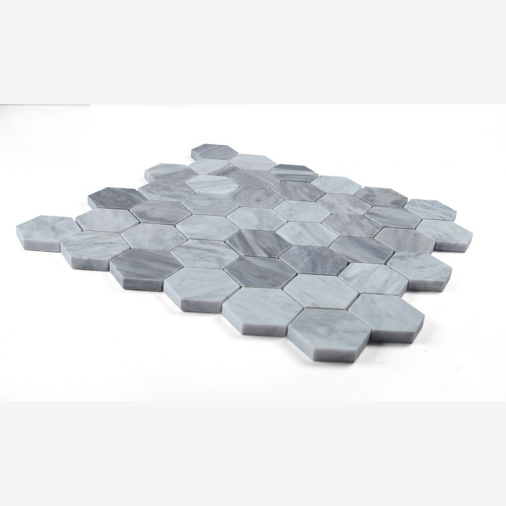Hexagon Mix Grey Honed 2x2 11.75x12 Mosaic Tile Sample – Tilezz