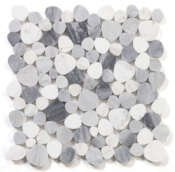 Hudson Calacatta Grey Marble Pebble Mosaic Tile – Tilezz