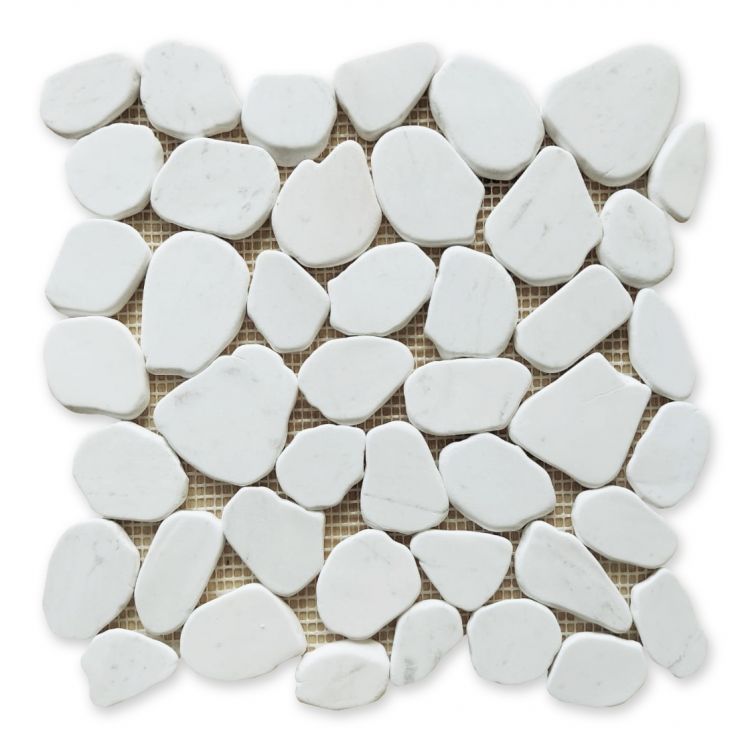 Tucson White Marble Pebble Mosaic Tile – Tilezz