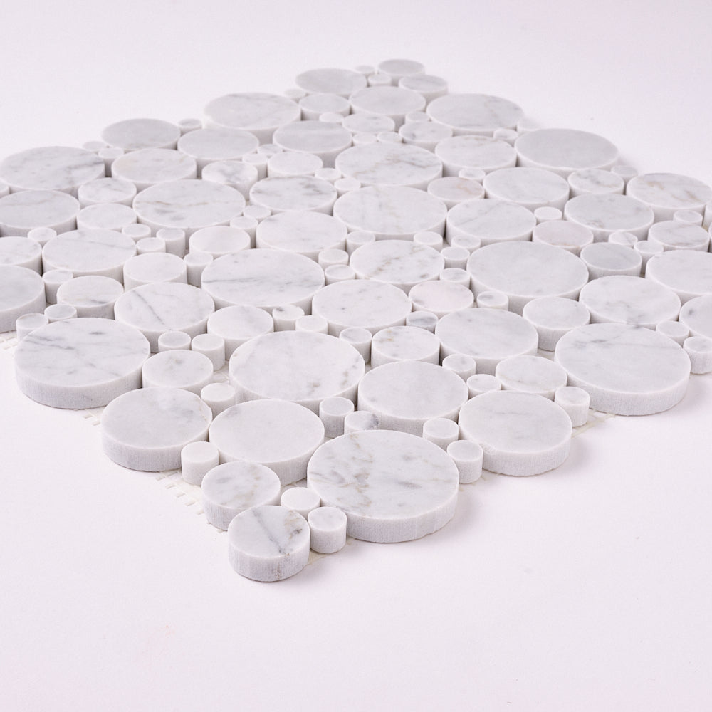 Luna Bianco Bubble Marble Mosaic Sample – Tilezz