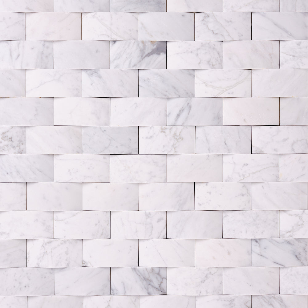 Carrara White 3D Cladding Marble Mosaic (Polished/Honed) Sample – Tilezz