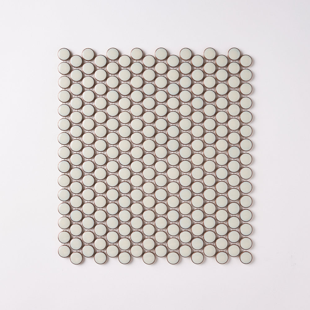 Simple Cream Penny Round Ceramic Mosaic Glossy – Tilezz