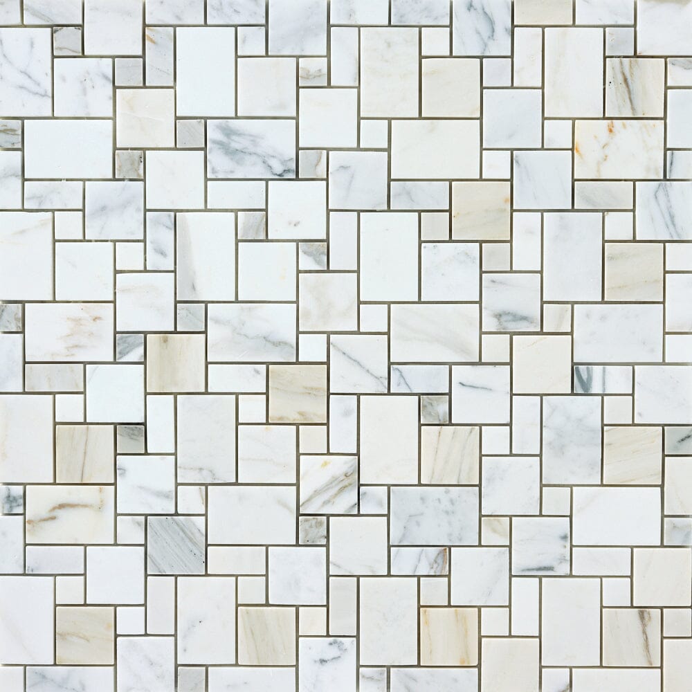 Calacatta Aureo Opus Pattern Marble Mosaic Sample – Tilezz