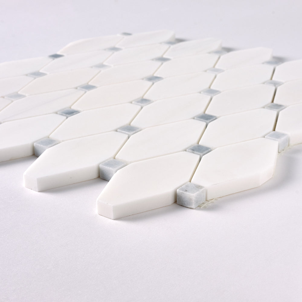 Alpine Snow Marble 12x12 Octave with Gray Dots Mosaic Polished/Honed ...