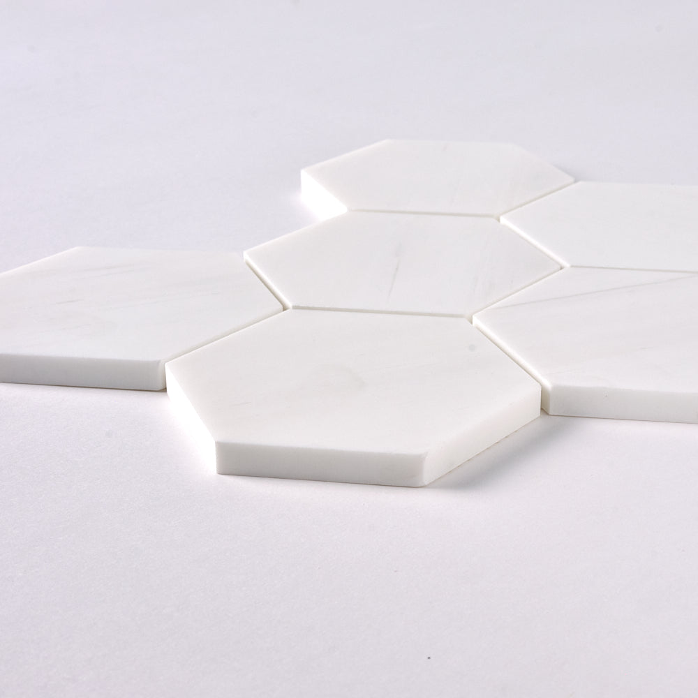 Alpine Snow 4" Hexagon Mosaic Polished/Honed – Tilezz