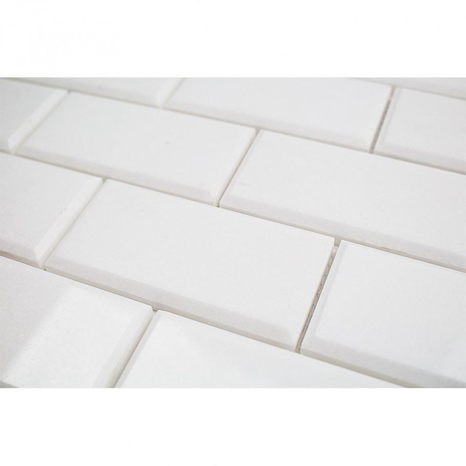Thassos White Beveled 2x4 Polished/Honed Marble Subway Tile Sample – Tilezz