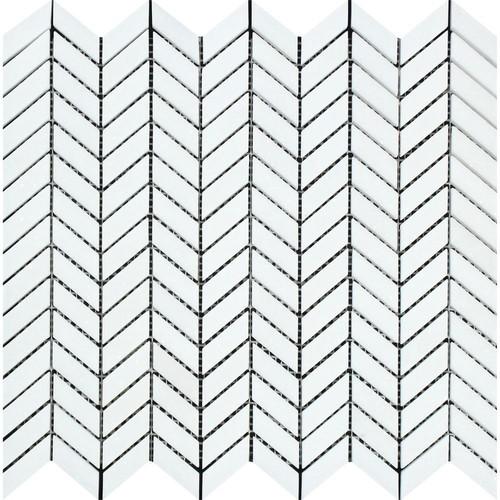 Thassos White Mini Chevron 12x12 Polished/Honed Mosaic Tile – Tilezz